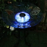 "18"" Solar Sea Turtle Water Dish Bird Bath with Metal Stand, Glass ...