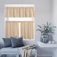 3 Piece Kitchen Curtains and Valances Set Khaki Solid Color Cafe ...