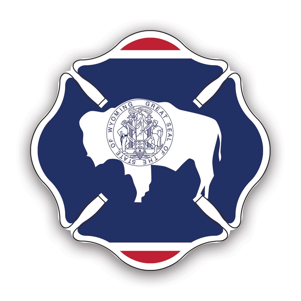 Wyoming State Maltese Cross Shaped Sticker Decal - Self Adhesive Vinyl ...