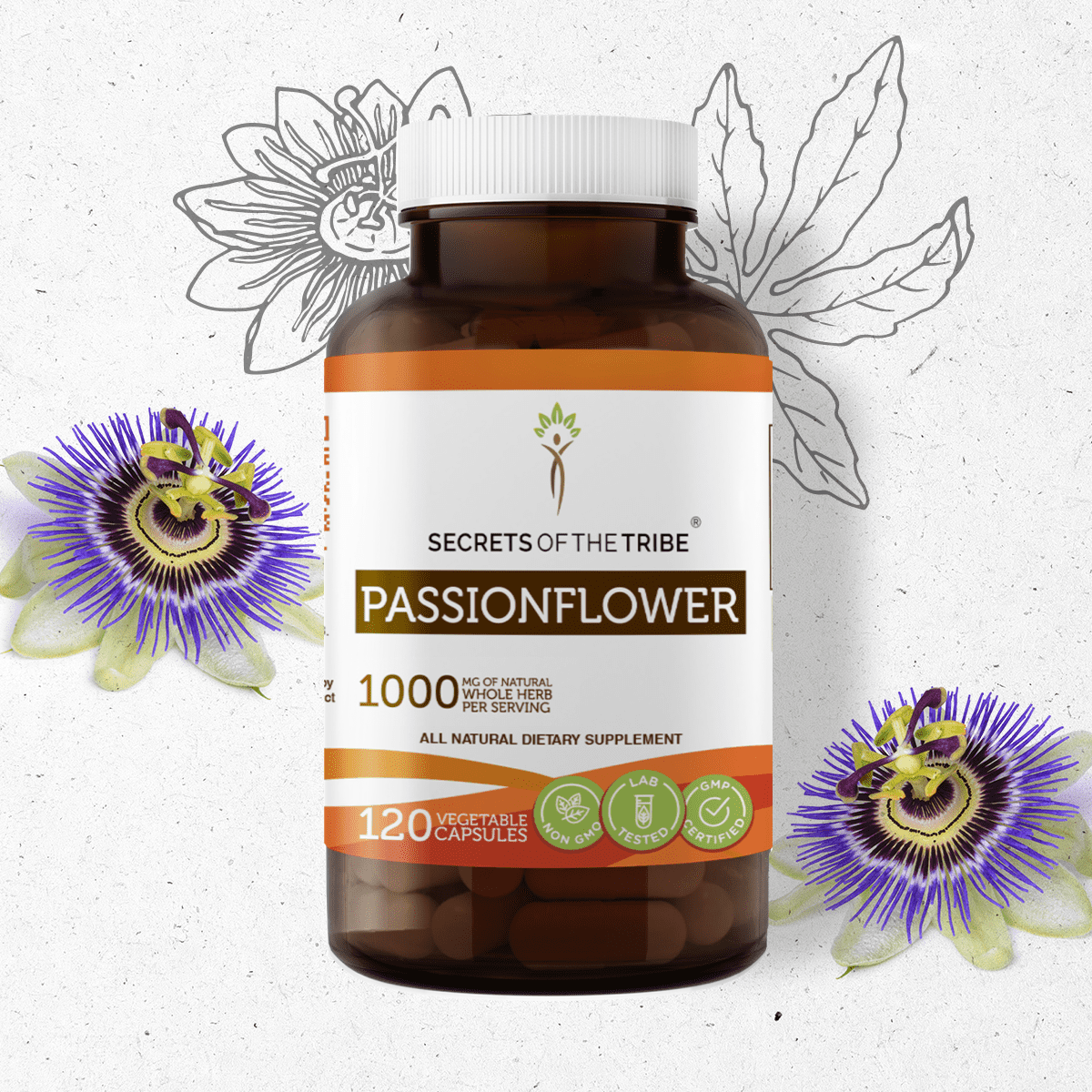 Secrets of the Tribe Passionflower 120 Capsules, Organic Passiflora ...