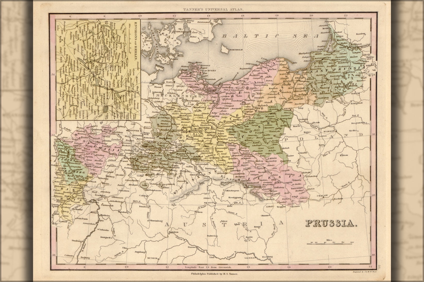 24"x36" Gallery Poster, map of Prussia 1844 - Walmart.com
