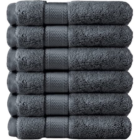 Canadian Linen Premium Grey Hand Towel Set 6 Piece 16"x27" Extra Soft ...