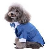 Blue Dog Tuxedo Shirt & Tie Set for Puppies, Formal Dog Costume Wedding ...