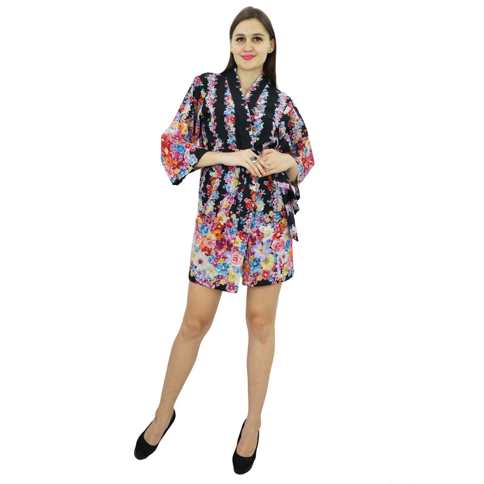 Bimba Women Short Cotton Robe Floral Printed Bridesmaid Getting Ready ...