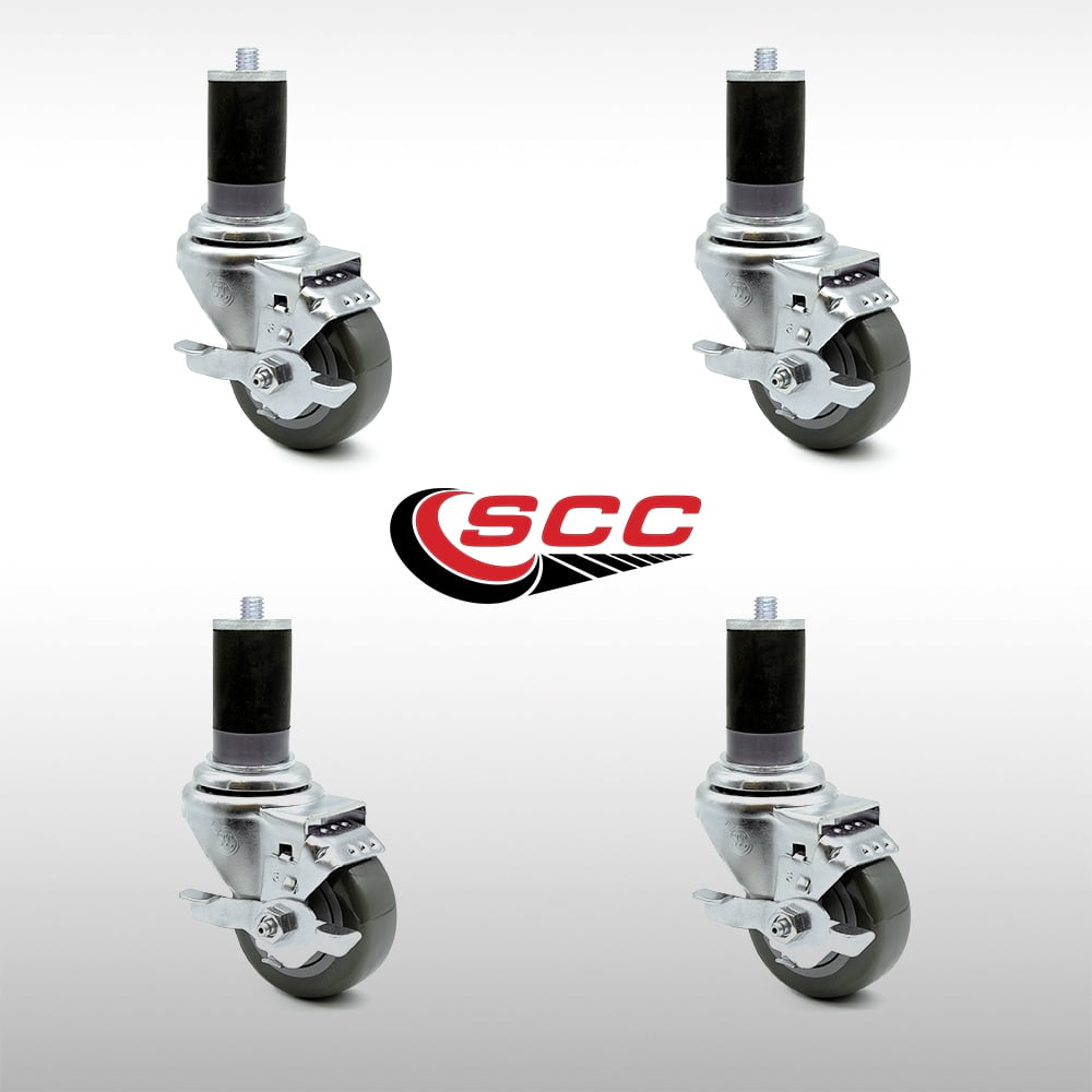 Stainless Steel Polyurethane Swivel Expanding Stem Caster Set Of 4 W 3 Stainless Steel Polyurethane Swivel Expanding Stem Caster Set Of 4 W 3