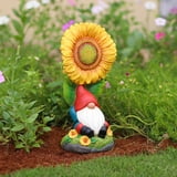 Mainstays Outdoor Sunflower Gnome Garden Statue, 6.25in L x 5in W x ...