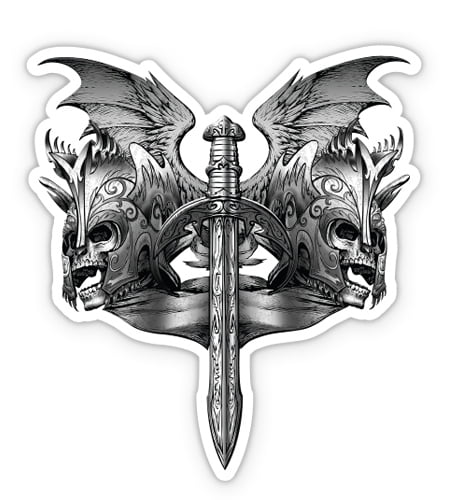 Swords Skulls - 3" Vinyl Sticker - For Car Laptop I-Pad Phone Helmet ...