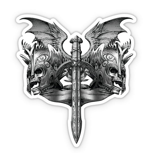 Swords Skulls - 3" Vinyl Sticker - For Car Laptop I-Pad Phone Helmet ...