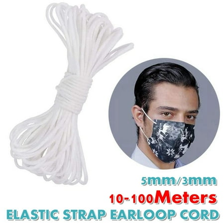 Round/Flat Elastic Band Cord Rope Ear Hanging Sewing Band Elastic Rope ...