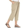 Collections Etc Women's Elastic Waist Cargo Pocket Capri Pant, Khaki ...