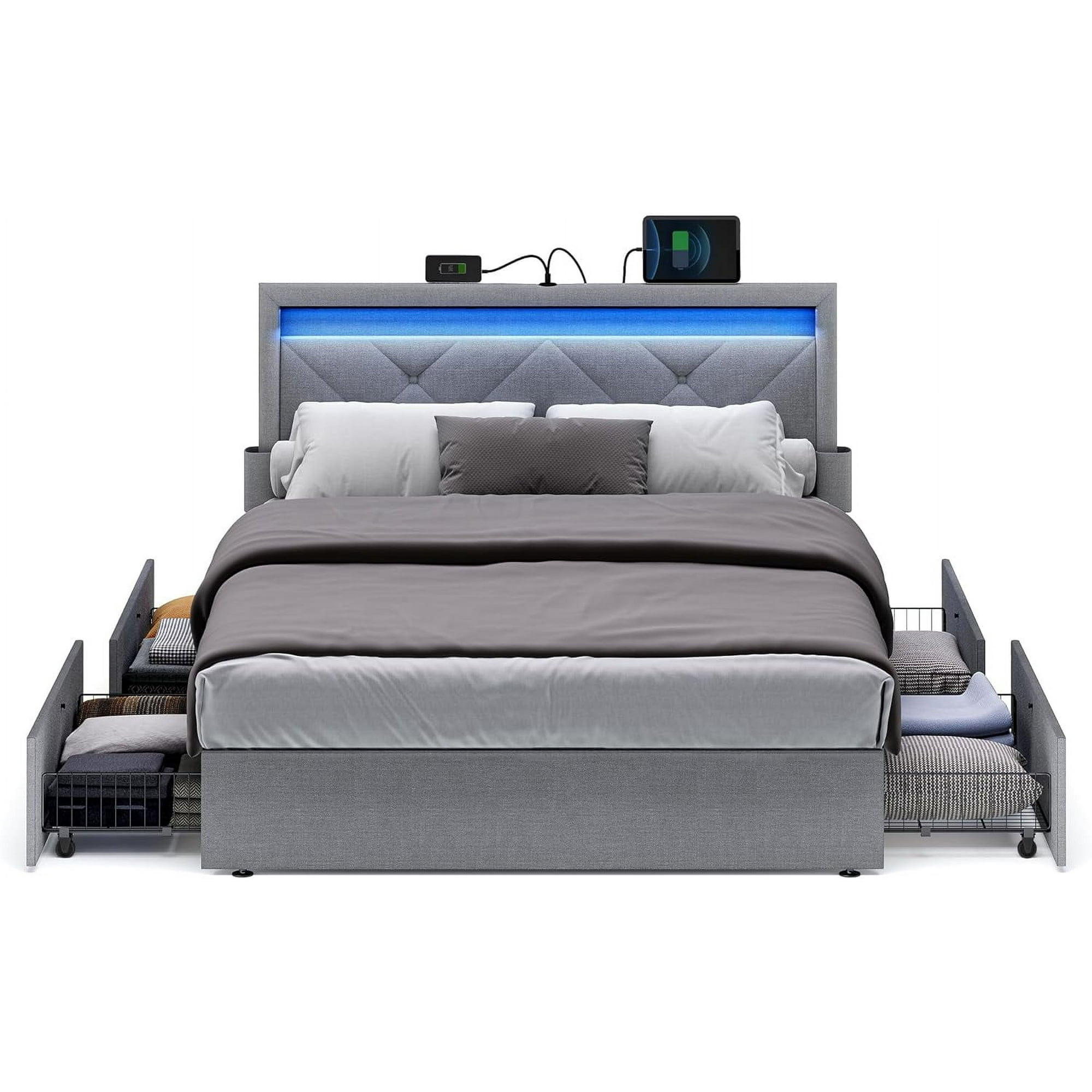Click here for Vasagle Led Bed Frame Full Size With Headboard And... prices