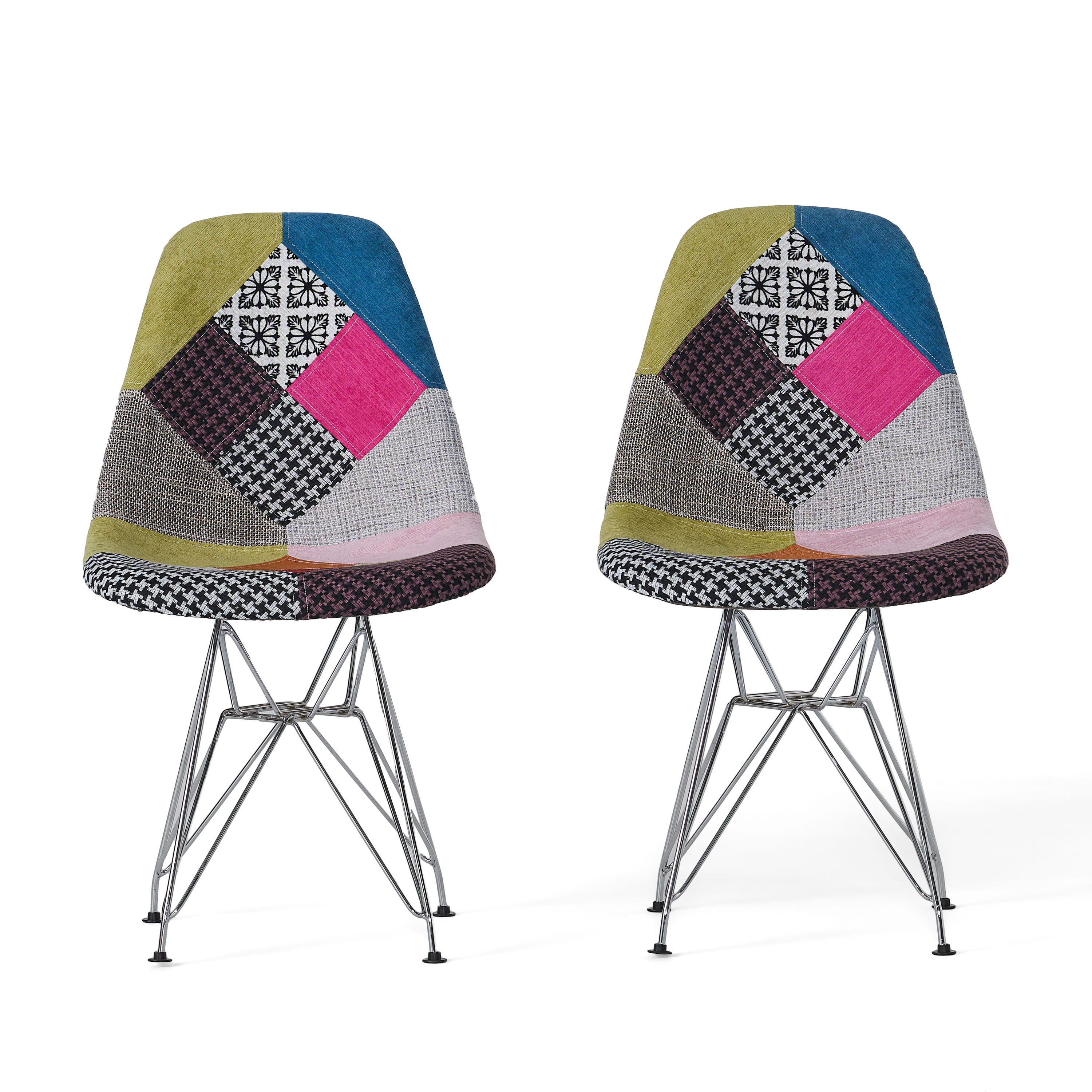 GDF Studio Filmore Boho Fabric Patchwork Accent Chair, Multicolored and ...