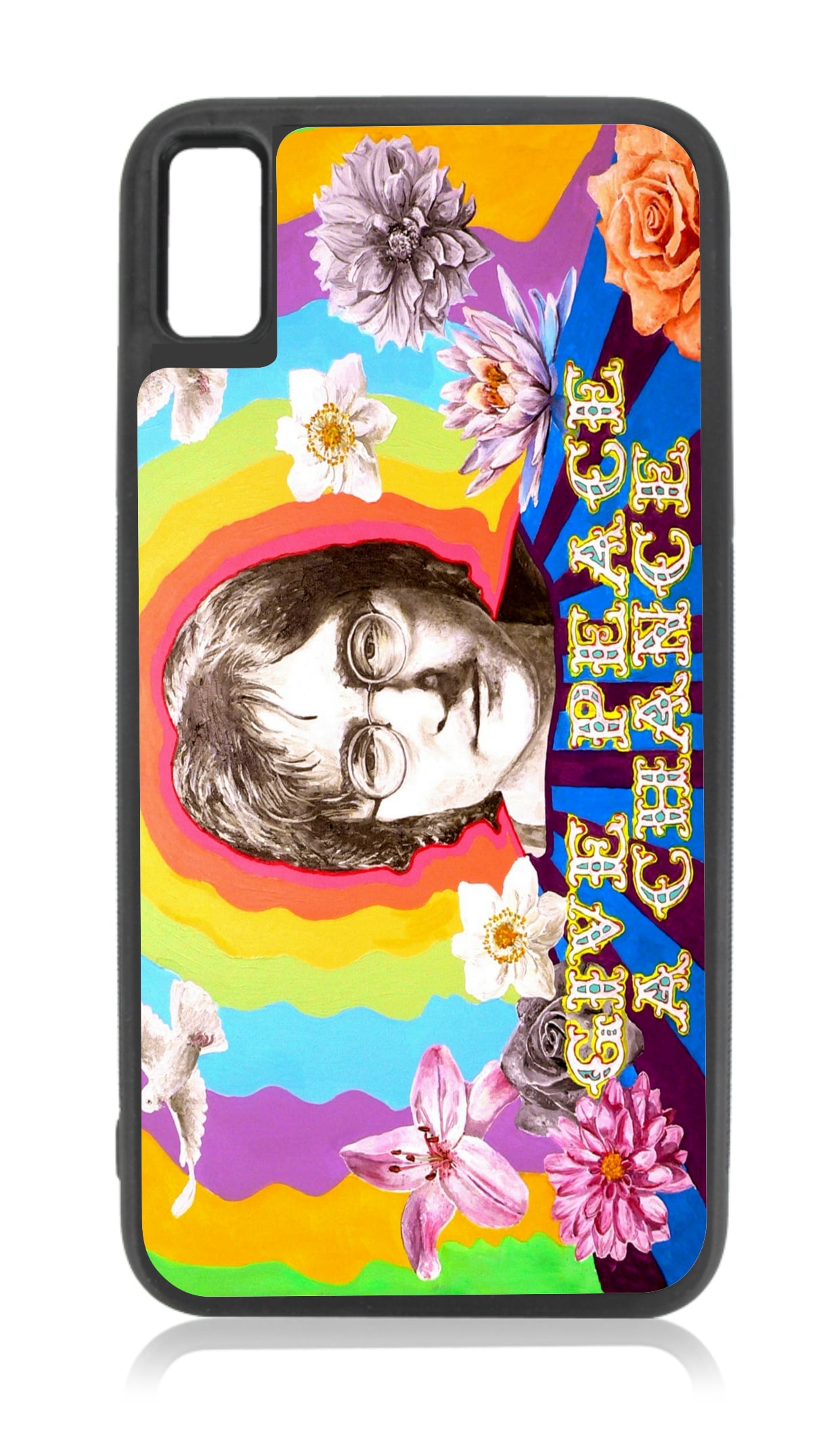 John Lennon Peace Quote Vintage Celebrity Actor Black Rubber Case for ...