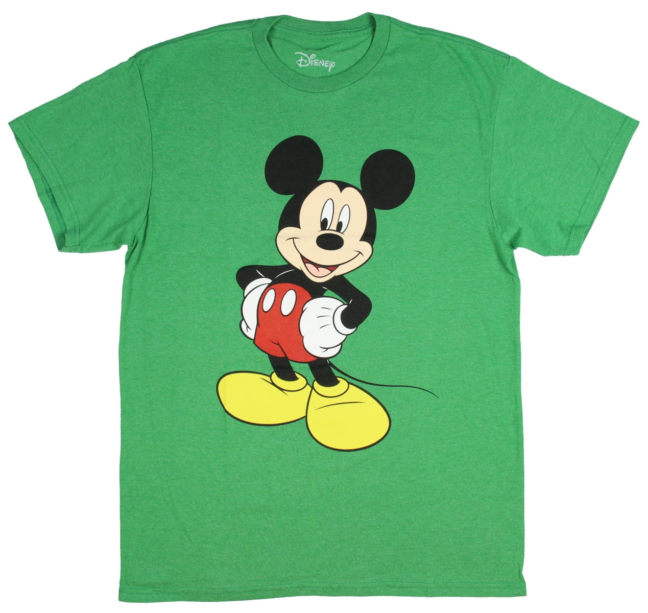 Disney Men's Mickey Mouse Happy Stance Character T-Shirt -Green (Medium ...