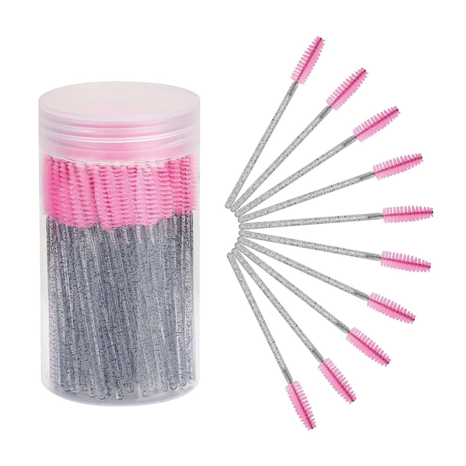 100pcs Disposable Mascara Brushes Wands with Container, Crystal Eyelash ...