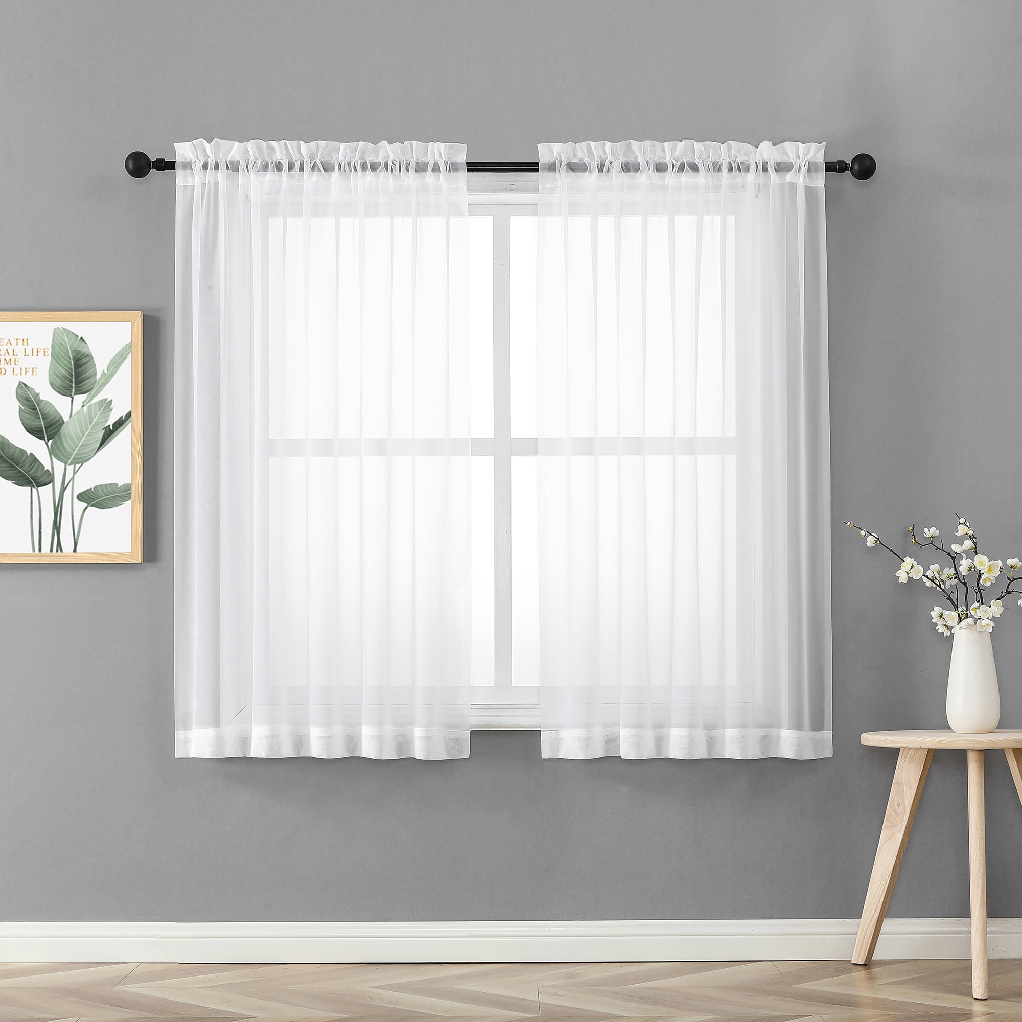 Click here for Ovzme White Sheer Curtain Panel Pair 63 Inch Lengt... prices