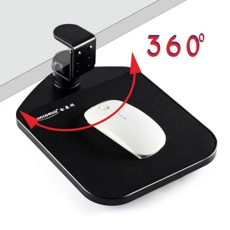 Under-Desk Mouse Platform with cable clip / 360° swivel (Black ...