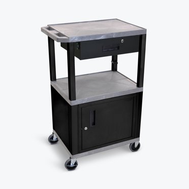 Luxor Extra Large Adjustable Height Steel AV Cart with Rolling Top ...