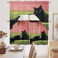 Black Cat Swag Curtains Valance and Tier Set, Boho Lack Animal Cocktail ...