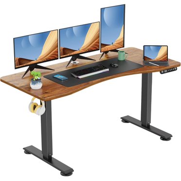 CHITOOMA Glass Top Electric Standing Desk with Drawer, 48'' x 24 ...