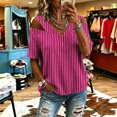 Ashyfjp Womens Cold Shoulder Tops Fashion Vertical Stripe Deep V Neck ...