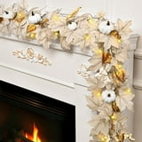 Waipfaru Fall Garland with Lights,5.8ft Maple Leaf Garland with White ...