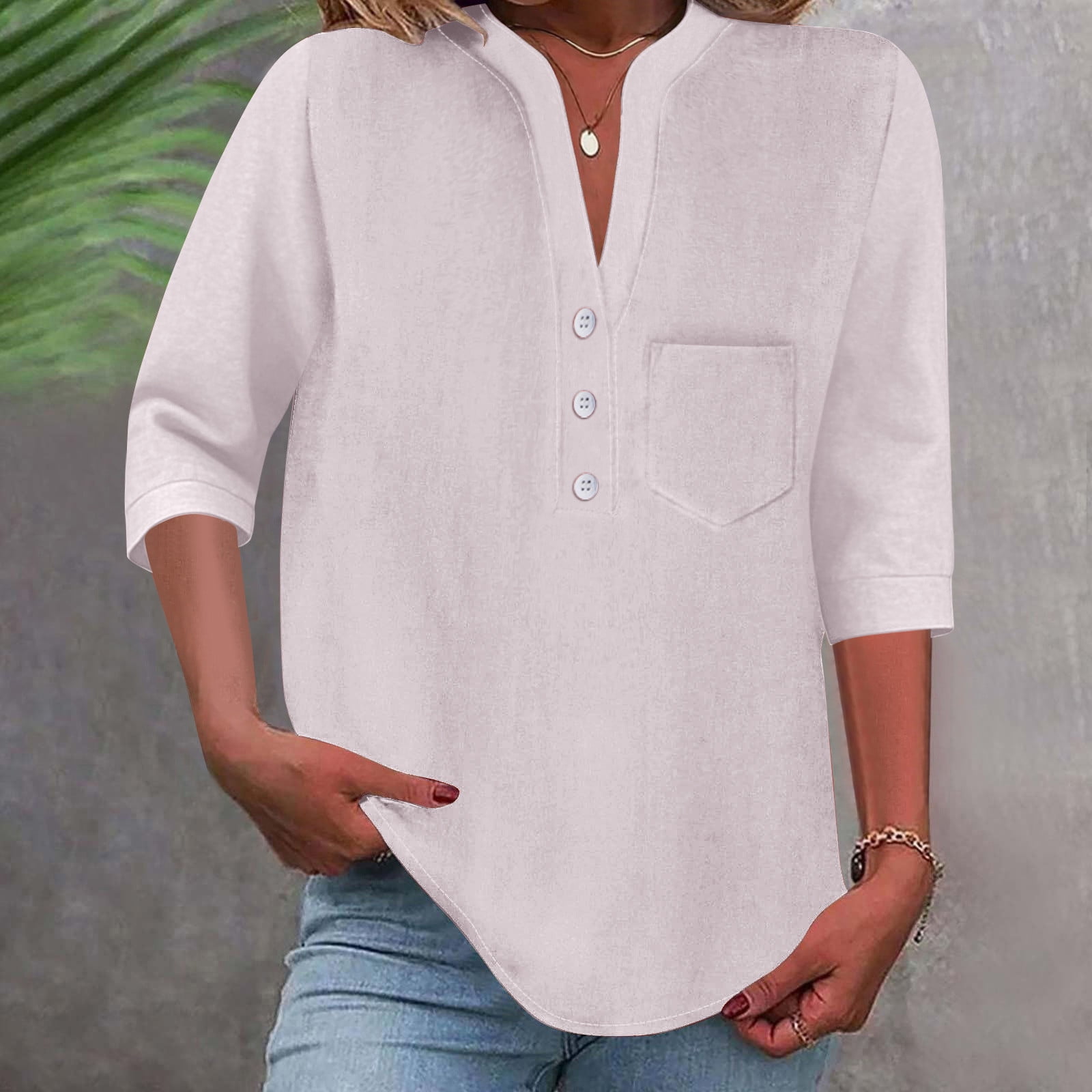 Click here for Ovbmpzd Short Sleeve Tops For Women Cotton V-Neck... prices