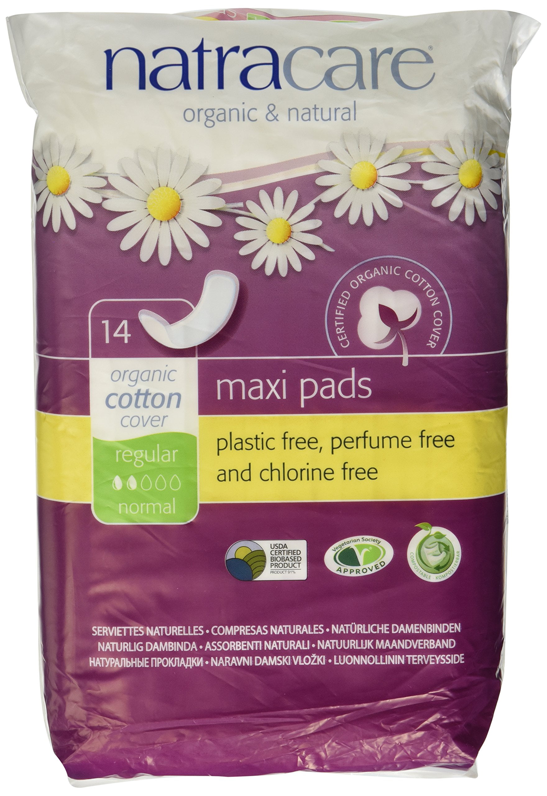 Natracare Natural Maxi Pads Regular - 14 Pack - Walmart.com - Walmart.com