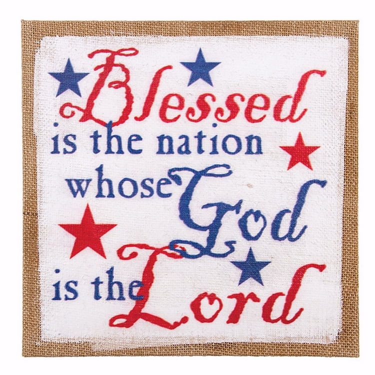 Canvas-Blessed Is The Nation Whose God Is The Lord-Burlap (12 x 12 ...