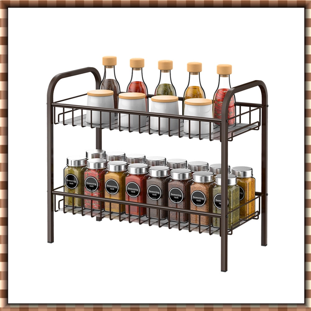 Auledio 2 Tier Spice Rack Organizer Freestanding Spice Jars Organizer ...
