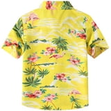 SSLR Big Boys Flamingos Hawaiian Shirt Button Down Shirt Short Sleeve Luau Shirt for Kids ...