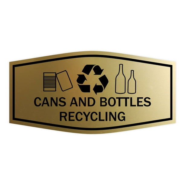 Fancy Cans and Bottles Recycling Sign (Brushed Gold) - Large - Walmart.com