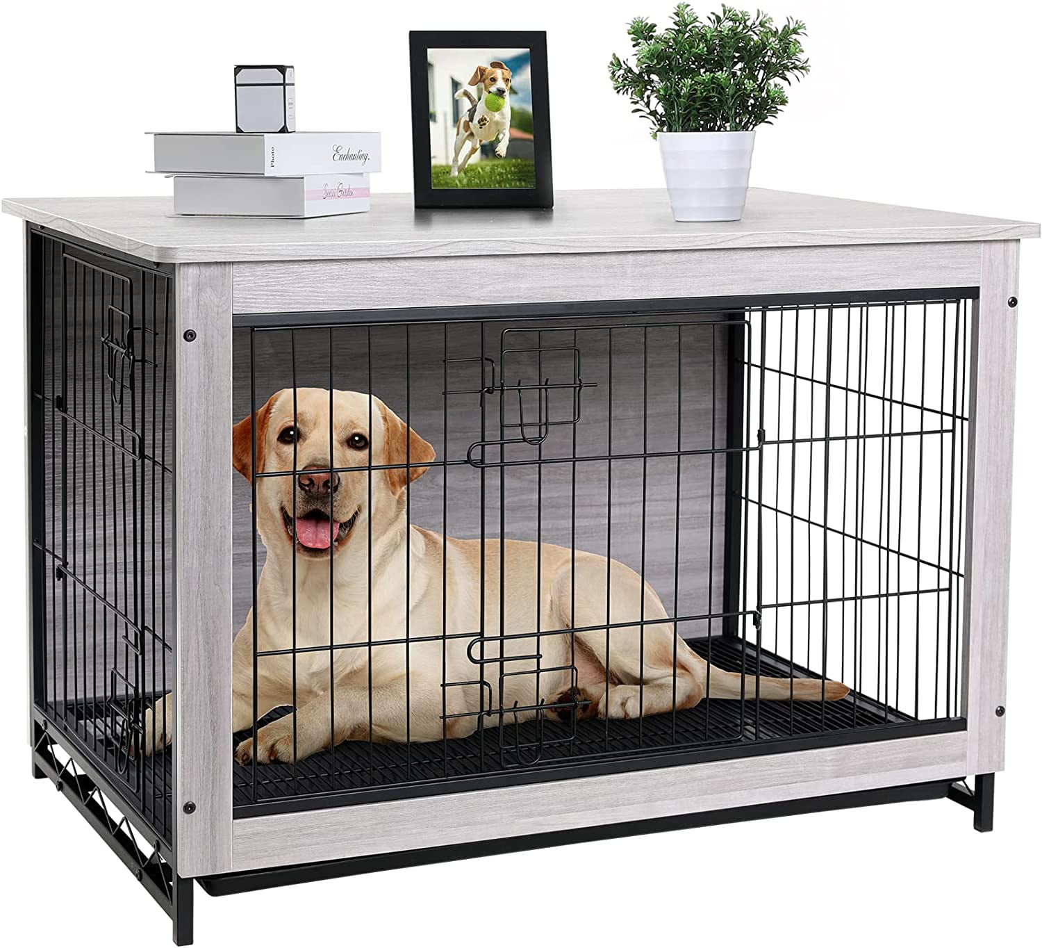 Arlopu Dog Crate Furniture, Indoor Side End Table, Modern Kennel for ...