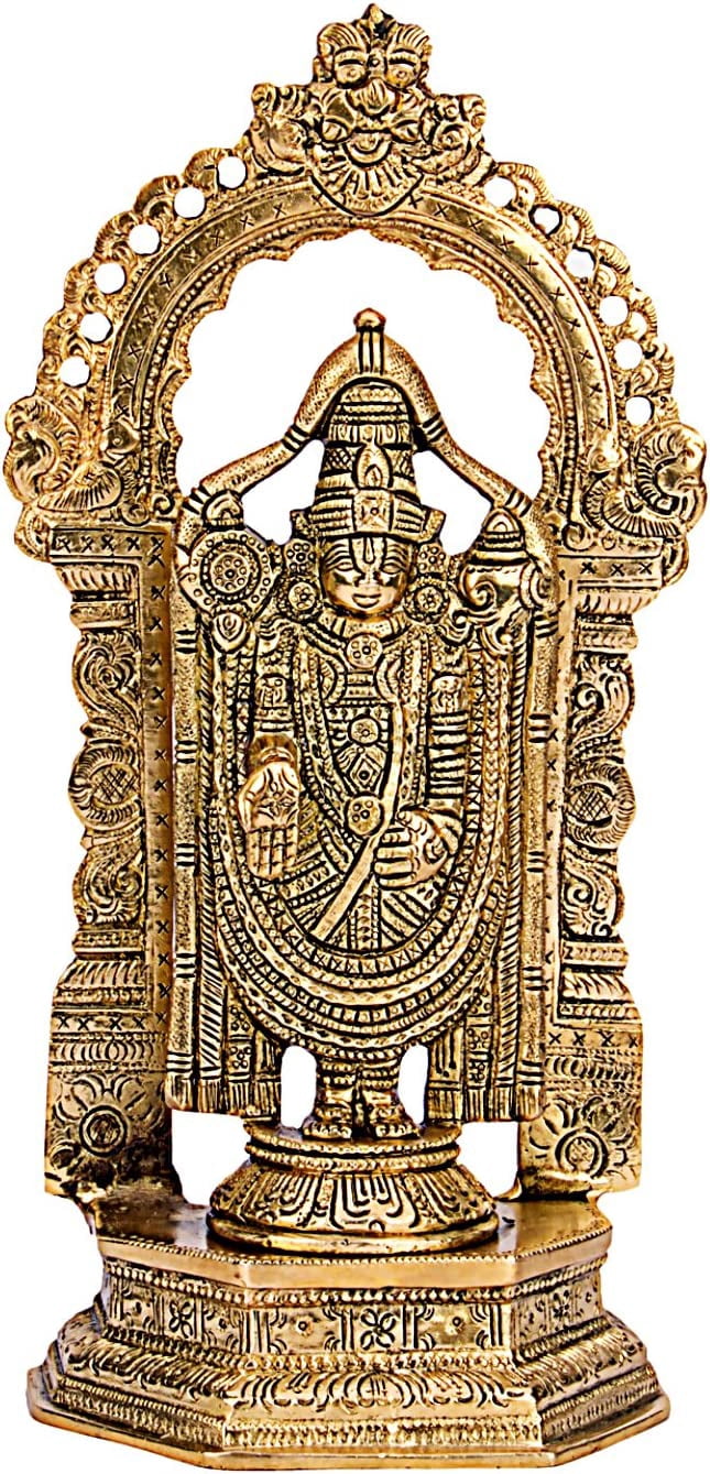 Anonymous Artist Venkateswara in Fine Brass Work Statue, Gold, 6 x 3 x ...