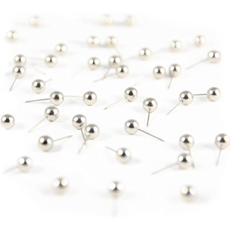 Striking Silver Map Push Pins by IUIT. Chrome Mirror pin Heads for a ...