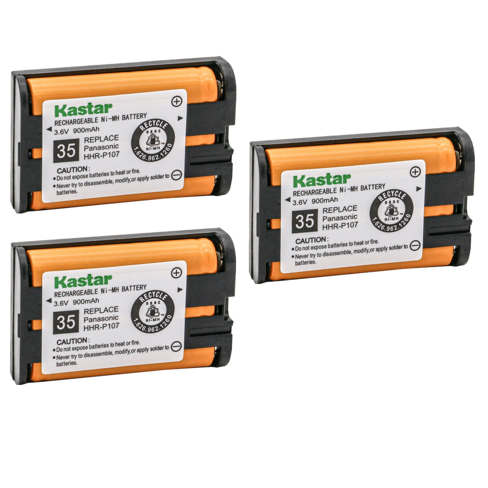 Kastar 3-Pack Battery 3.6V 900mAh Replacement for Panasonic HHR-P107 ...