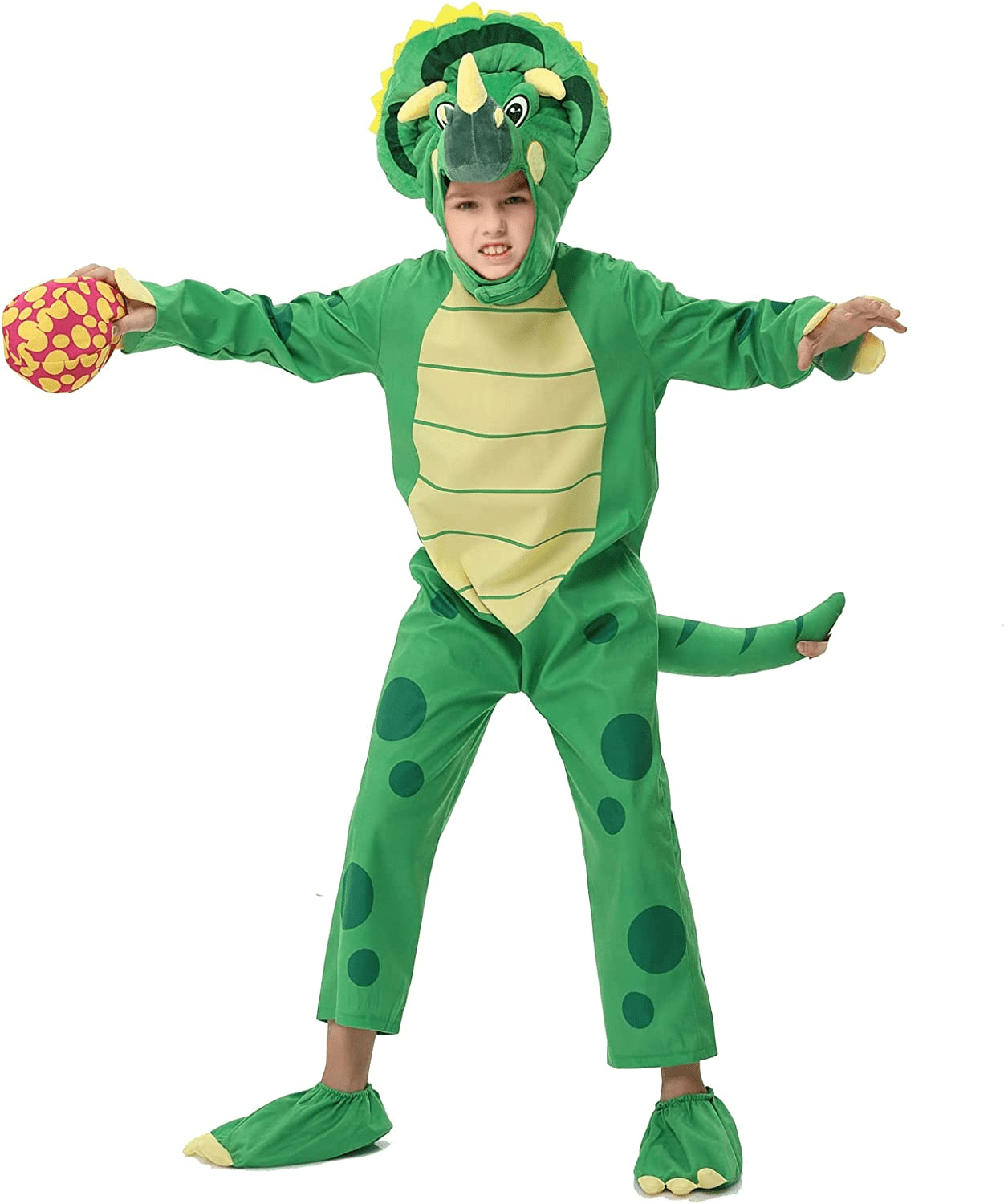 Buy Halloween Kids Triceratops Dinosaur Costume, Green Plush Dinosaur ...