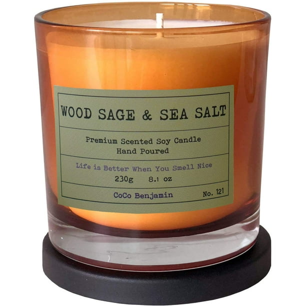 100% Soy, Highly Scented, Hand Poured Soy Candle, 8.1 oz (Wood Sage ...