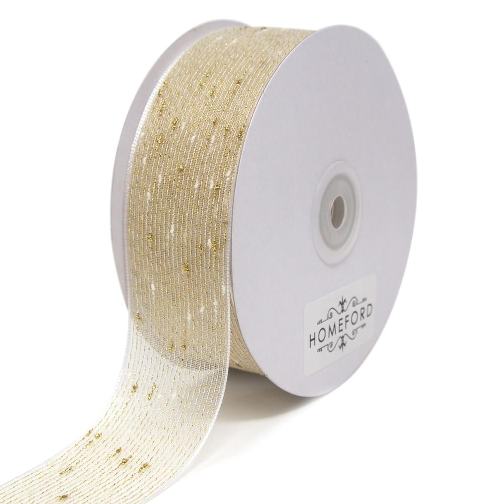 Woven Cotton Twine Slub Ribbon, 1-1/2-Inch, 25-Yard, Gold - Walmart.com
