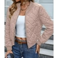 Female Stand Collar Quilted Puffer Jacket Padded Zip Coat Lotus Root ...