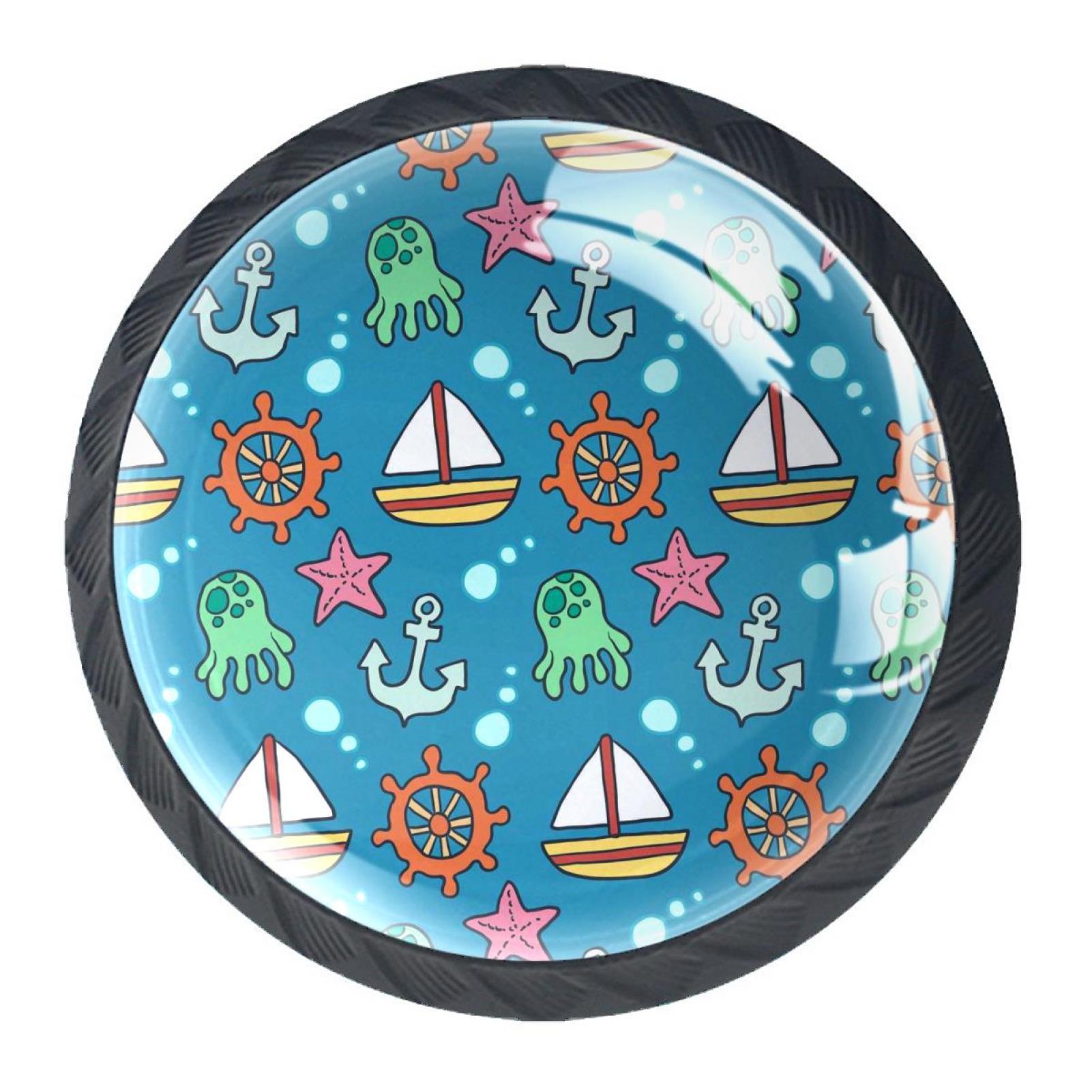 4 Pcs Sailing Pattern Knobs for Kitchen Cabinet Cupboard Dresser ...
