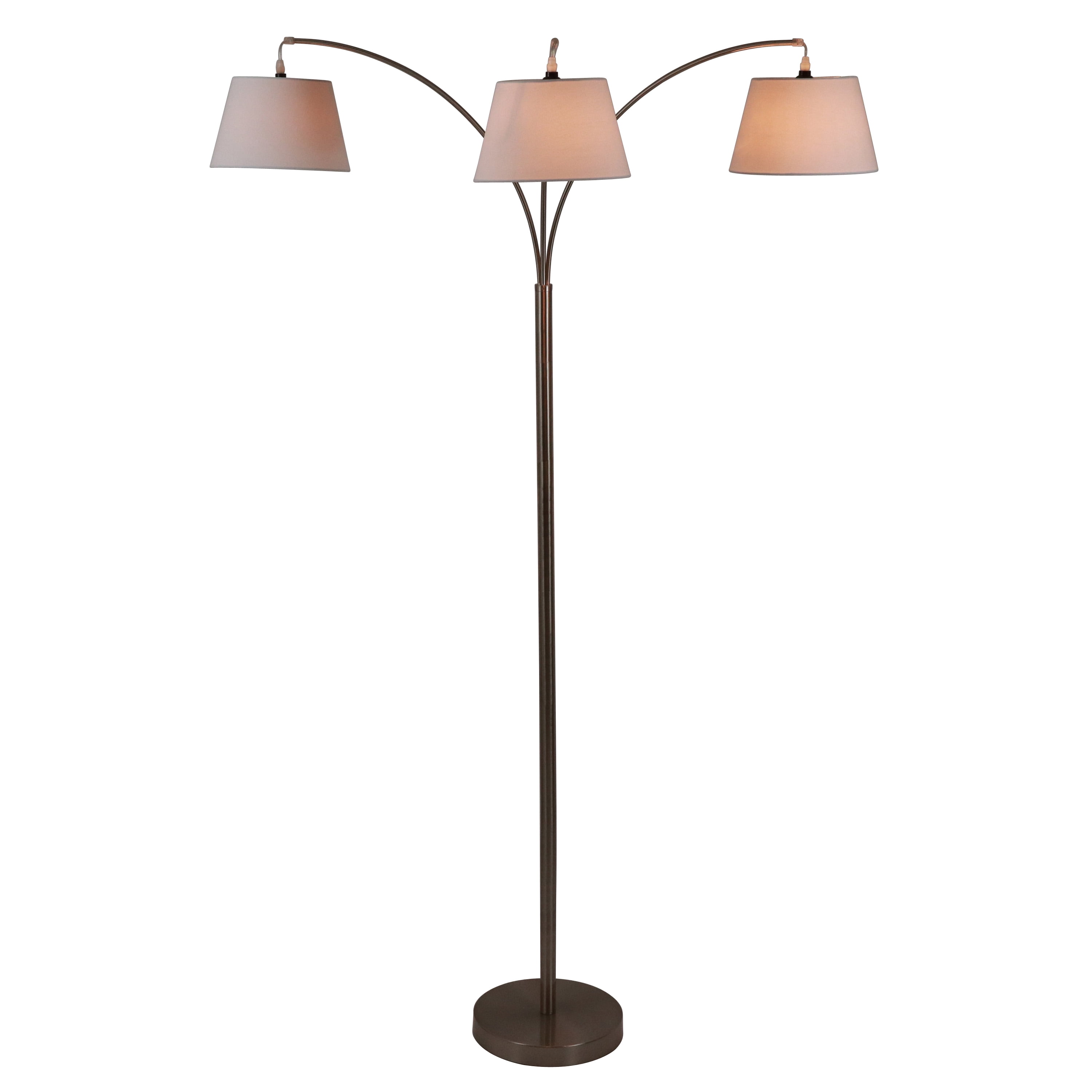 Light Accents Adjustable Multi Head Floor Lamp With White Fabric Drum ...
