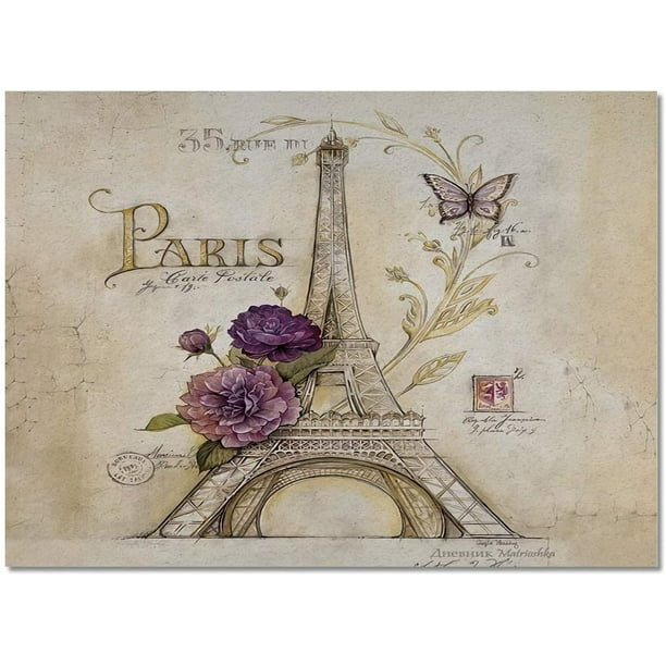 Indoor Area Rug Kitchen Bedroom Floor Mats Vintage Paris Eiffel Tower ...