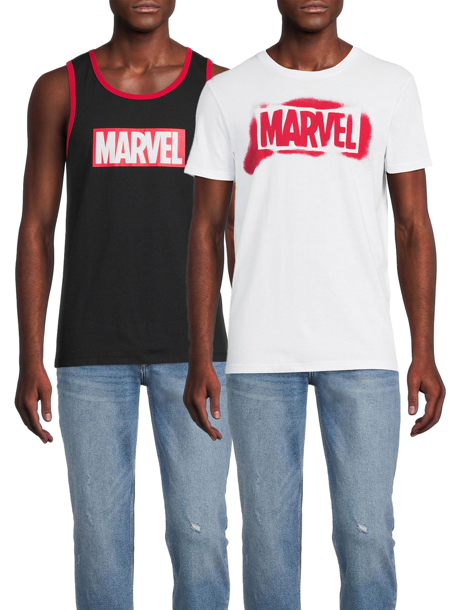 Marvel Logo Men's & Big Men's Graphic Tank Top and T-shirt, 2-Pack ...