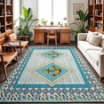 Area Rug 36×60in, Vintage Gold Anchor on Blue Stripe Floor Carpet ...