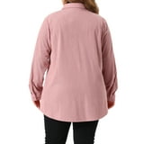 Plus Size Women's Corduroy Shirts Long Sleeve Button Down with Pocket ...