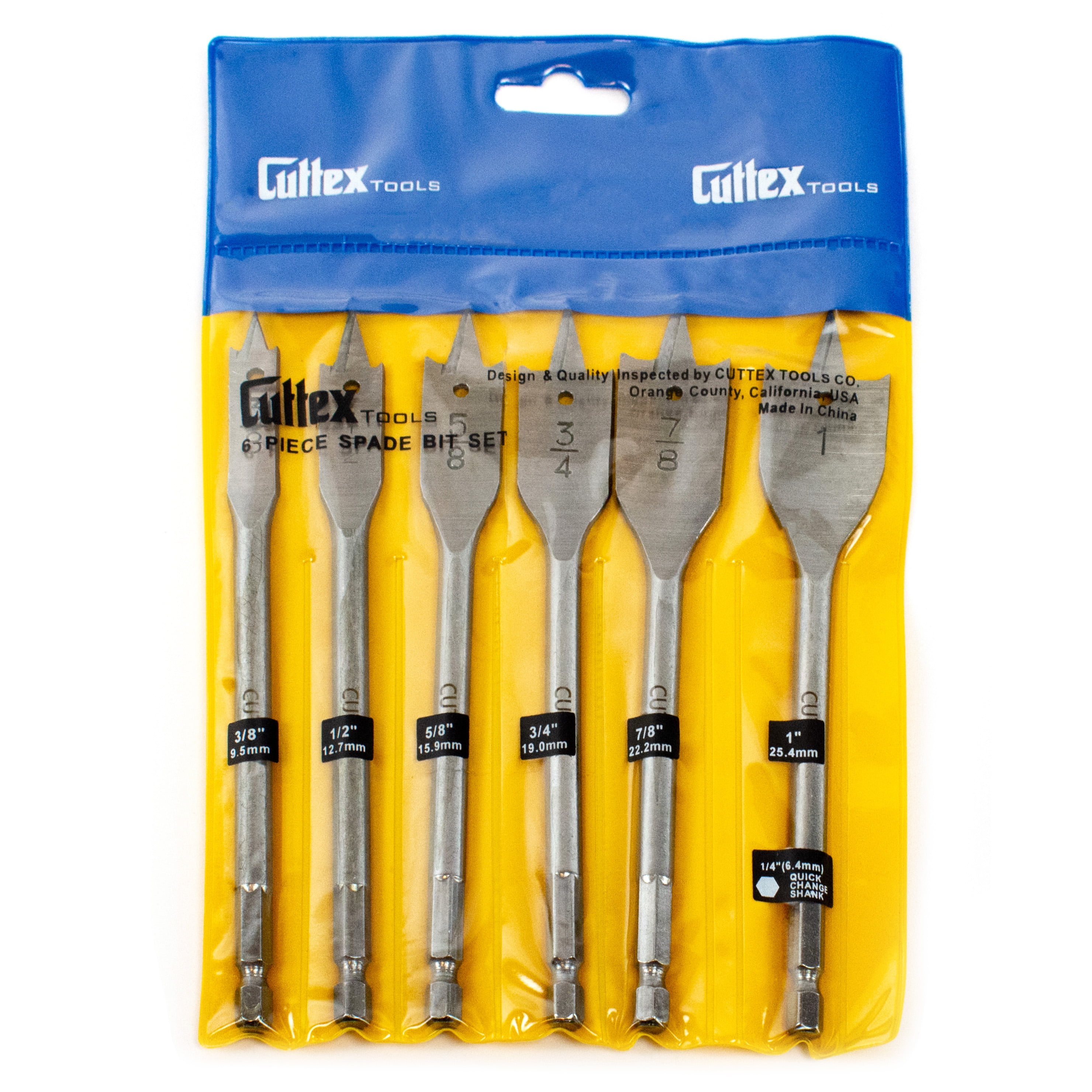 3/8" to 1" CUTTEX TOOLS Spade Drill Bit Set (10-25mm), 6 PCS Drill Bit ...