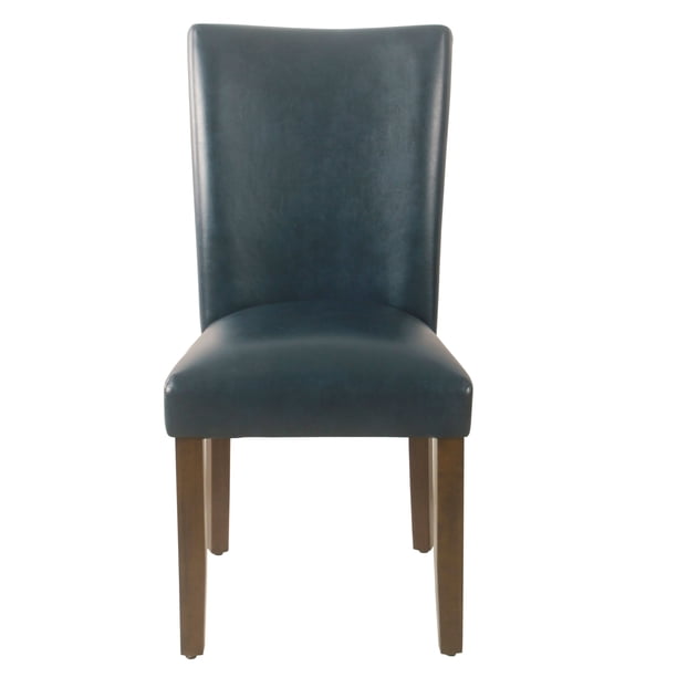 HomePop Classic Parsons Dining Chair - Dark Blue Faux Leather (Set of 2 ...