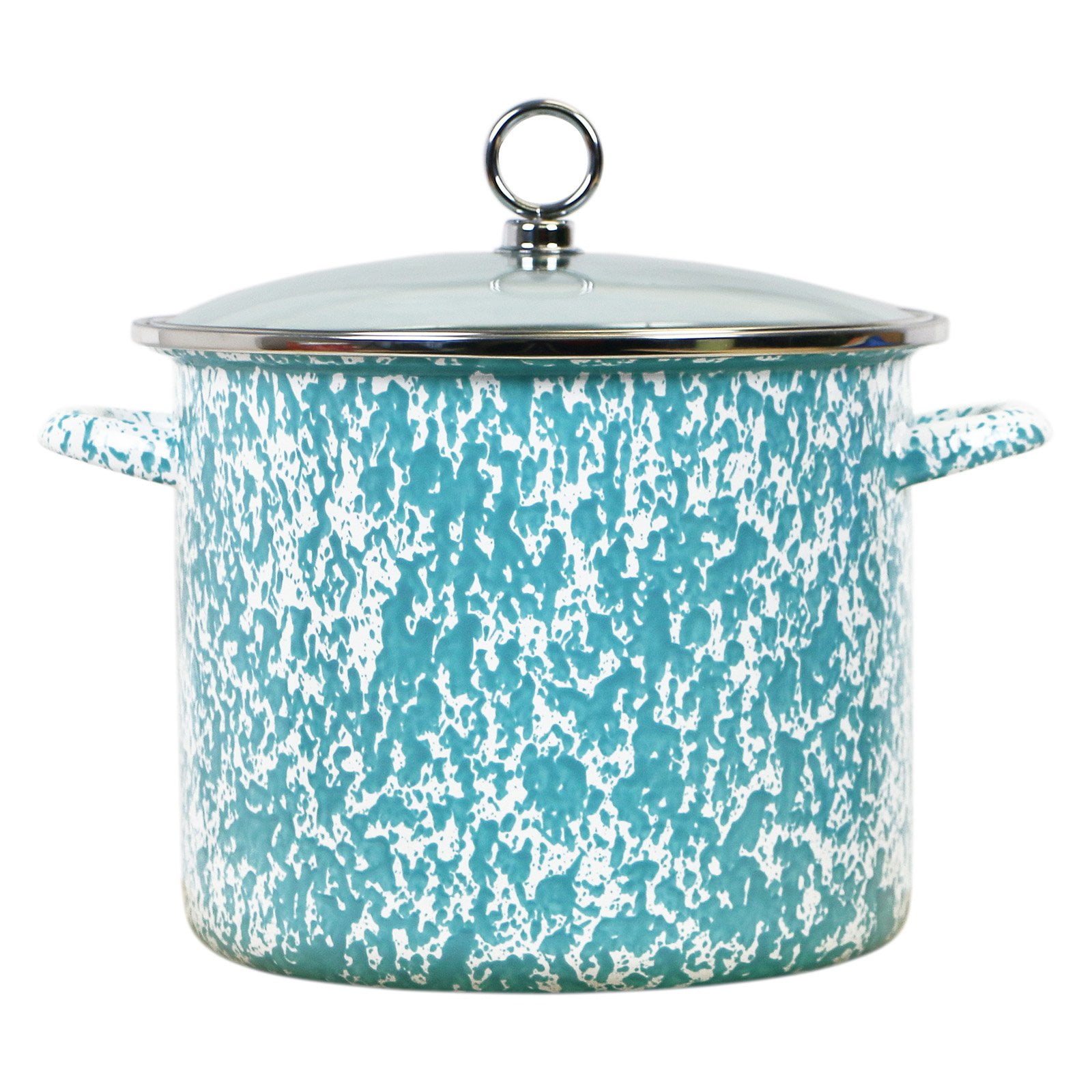 Calypso Basics, 8 Qt. Marble Effect Stock Pot w/ Glass Lid, Turquoise ...