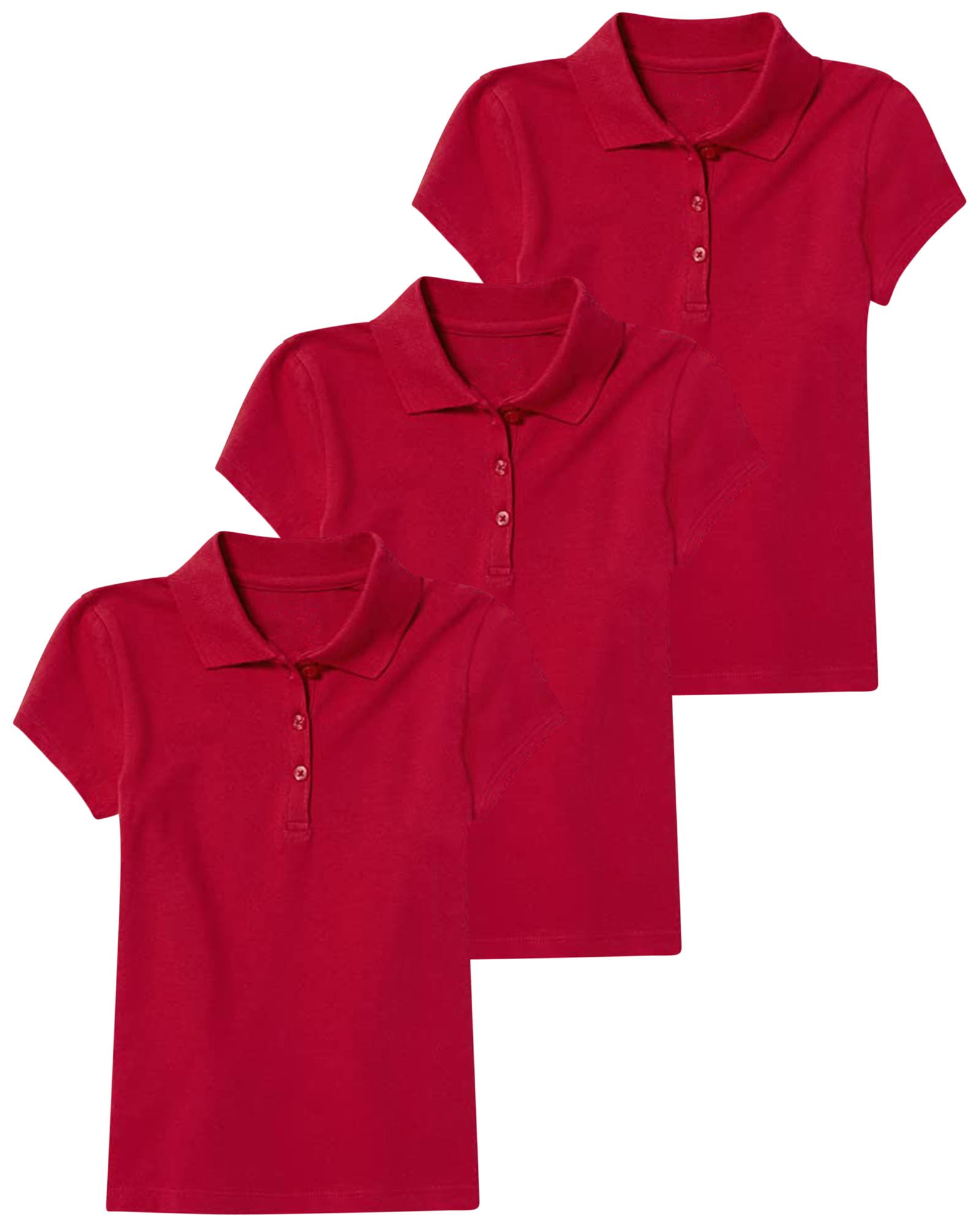 Jumpstart Girls' School Uniform Shirt - 3 Pack Short Sleeve Polo T ...